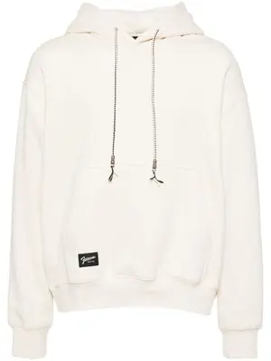 FIVE CM Hooded Sweatshirt With Faux-leather Trim - Neutrals