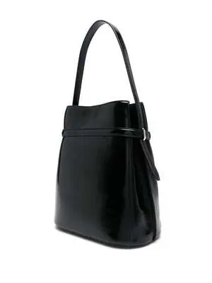 TOTEME Belted Naplack-leather Bucket Bag - Black
