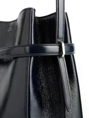 TOTEME Belted Naplack-leather Bucket Bag - Black