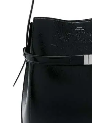 TOTEME Belted Naplack-leather Bucket Bag - Black