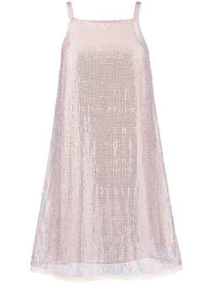 Prada Rhinestone-embellished Mesh Minidress