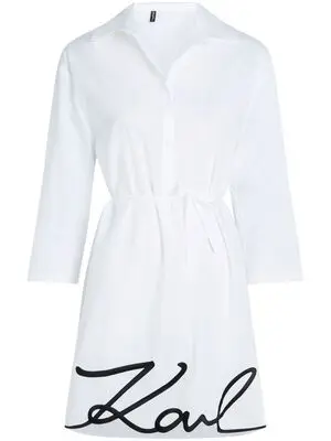 Karl Lagerfeld Dna Signature Semi-sheer Beach Dress - White