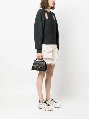 Karl Lagerfeld K/signature Leather Cross Body Bag - Black