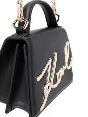 Karl Lagerfeld K/signature Leather Cross Body Bag - Black