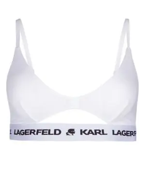 Karl Lagerfeld Logo-underband Peephole Bra - White