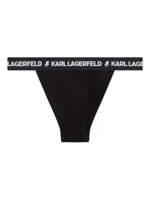 Karl Lagerfeld Logo-waistband Brazilian Briefs - Black