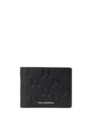 Karl Lagerfeld Small K/loom Bi-fold Leather Wallet - Black