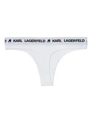 Karl Lagerfeld Logo-waistband Thong - White