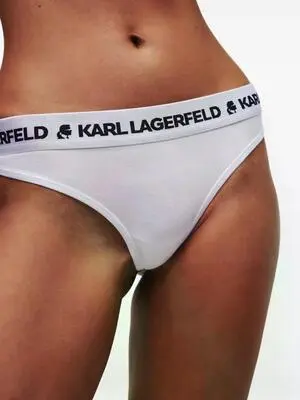 Karl Lagerfeld Logo-waistband Thong - White