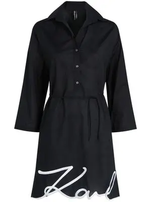 Karl Lagerfeld Dna Signature Semi-sheer Beach Dress - Black