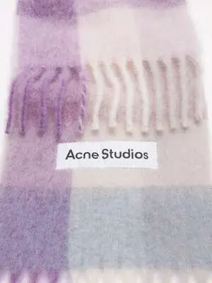 Acne Studios Logo-appliqué Checked Scarf - Purple