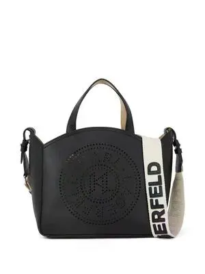 Karl Lagerfeld Perforated-logo Leather Tote Bag