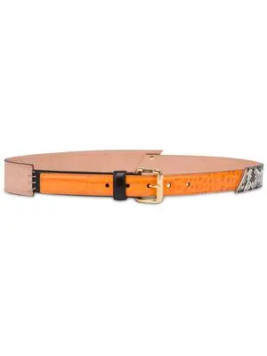 Moschino Patchwork Leather Belt - Orange