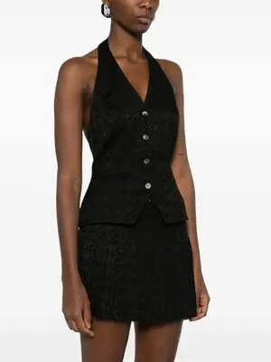 MARINE SERRE Moon Diamond Jacquard Halterneck Top