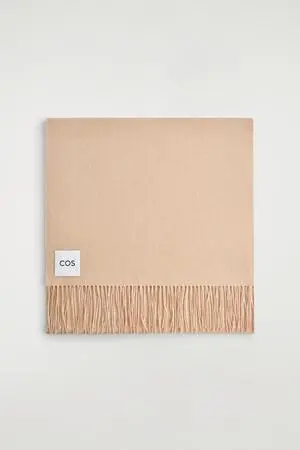 Cos Fringed Wool Scarf - Beige