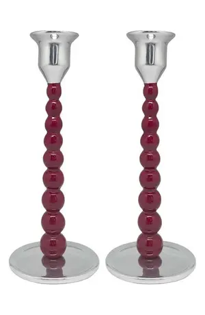 MARIPOSA Set Of 2 Pearled Candleholders