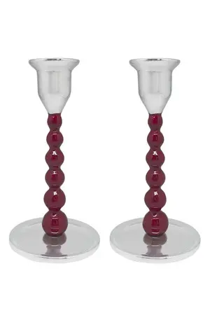 MARIPOSA Set Of 2 Pearled Candleholders