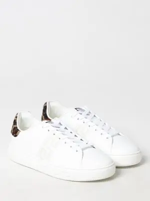 Versace Lace-up Sneakers With Leopard Print Detail - White