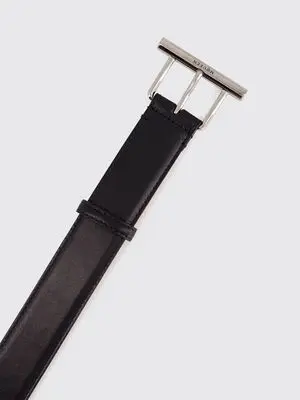 Alexander McQueen Smooth Calfskin Leather Belt With Engraved Logo Buckle