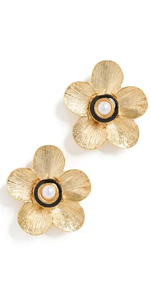 KENNETH JAY LANE Flower Pierced Earrings - Pearl