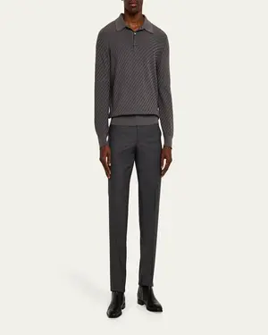 Cesare Attolini Super 150's Wool Flat-front Trousers
