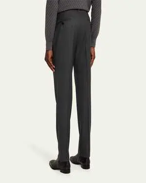 Cesare Attolini Super 150's Wool Flat-front Trousers