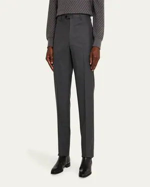 Cesare Attolini Super 150's Wool Flat-front Trousers
