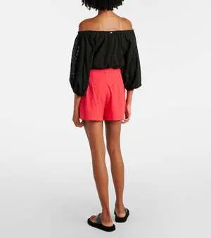 Poupette St Barth Off-shoulder Cotton Crop Top
