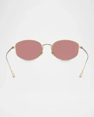 Oliver Spencer Titanium Oval Sunglasses - Pink