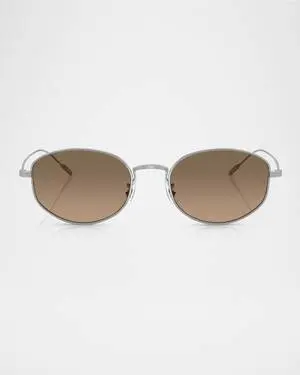 Oliver Spencer Oliver Peoples Titanium Oval Sunglasses Silver