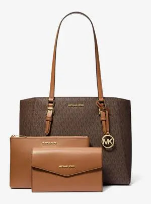 Michael Kors Charlotte Large 3-in-1 Signature Logo Tote Bag - Brown