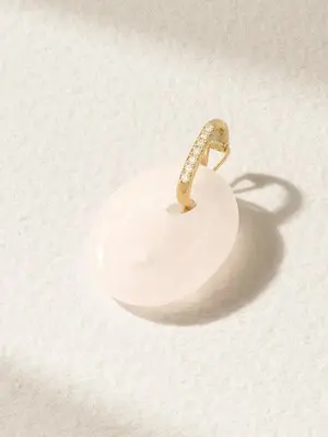 JENNA BLAKE Stone Mariner Rose Quartz And Diamond Pendant - White