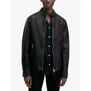 ALLSAINTS Cora Regular-fit Snapback-collar Leather Jacket - Jet Black