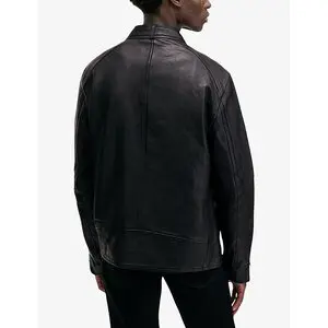 ALLSAINTS Cora Regular-fit Snapback-collar Leather Jacket - Jet Black
