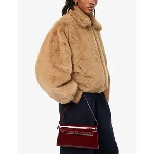 VERAFIED Belted Patent-leather Shoulder Bag