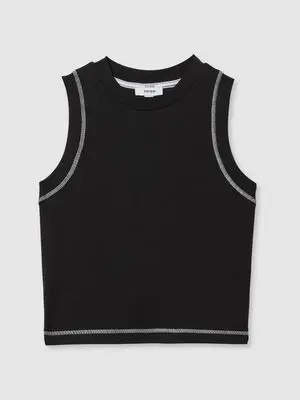 REISS Lea Cotton-blend Sleeveless Top
