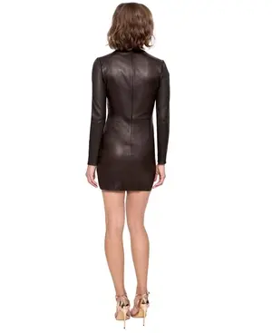 AS By DF Demeter Stretch Leather Mini Dress - Espresso