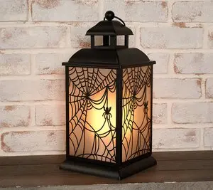 VALERIE PARR HILL As Is Flickering Flame Lantern W/ Spider Web Valerie - One-color