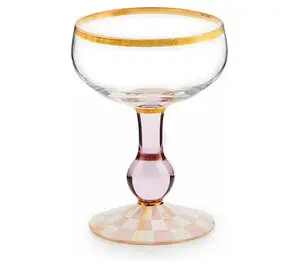 MACKENZIE-CHILDS Rosy Check Coupe Glass - One-color