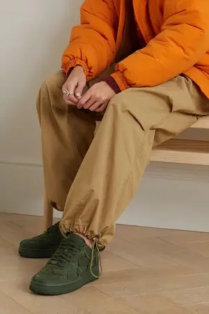 Nike Billie Eilish Air Force 1 Paneled Suede And Shell Sneakers - Army Green