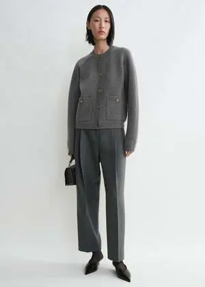 TOTEME Hammered Button Cardigan - Grey Melange