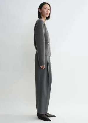 TOTEME Hammered Button Cardigan - Grey Melange