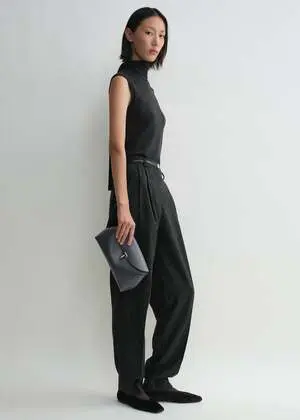 TOTEME T-lock Leather Clutch - Grey