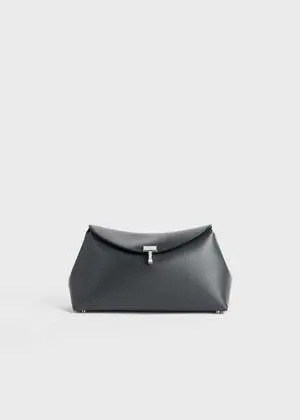 TOTEME T-lock Leather Clutch - Grey