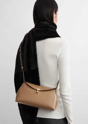 TOTEME T-lock Leather Clutch - Beige