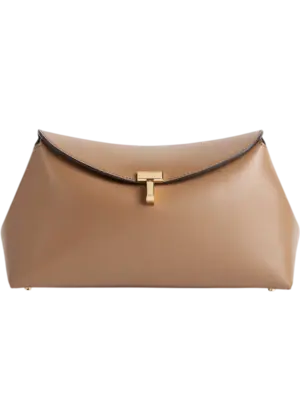 TOTEME T-lock Leather Clutch - Camel