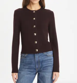 Tory Burch Cashmere Cardigan Dark Winterberry