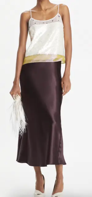 Tory Burch SATIN SKIRT Dark Garnet