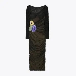 Tory Burch Embellished Viscose Ruched Dress