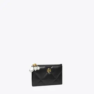 Tory Burch Kira Diamond Quilt Charm Zip Card Case - Black